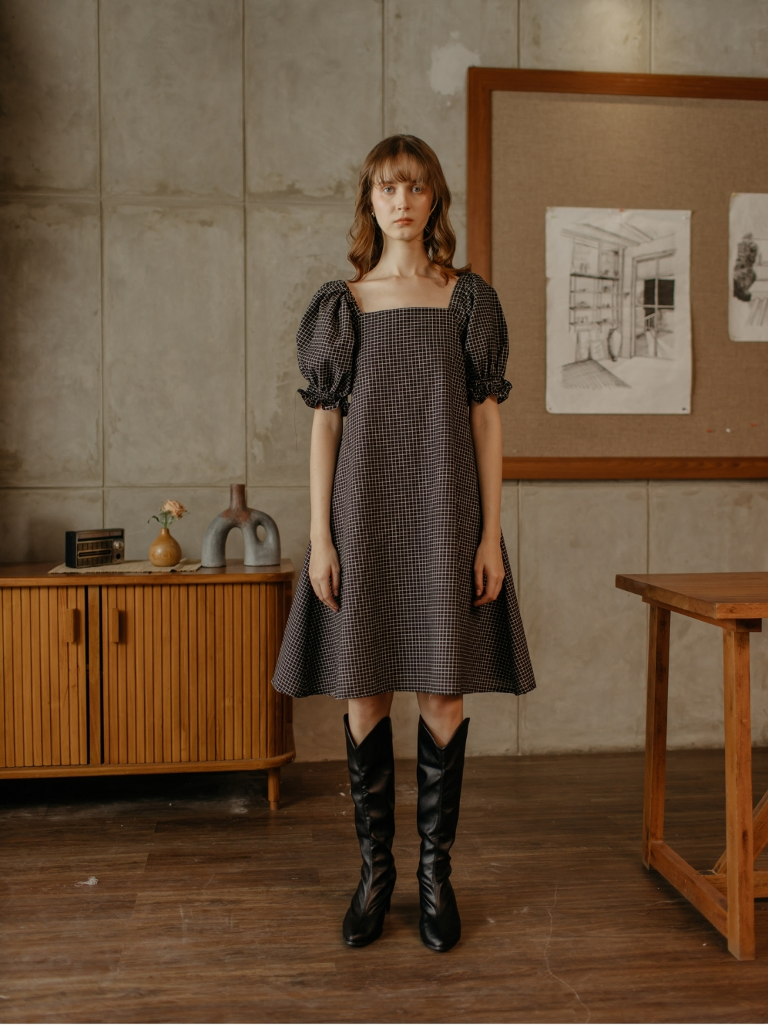Dalmi Plaid Black Dress - Miroir