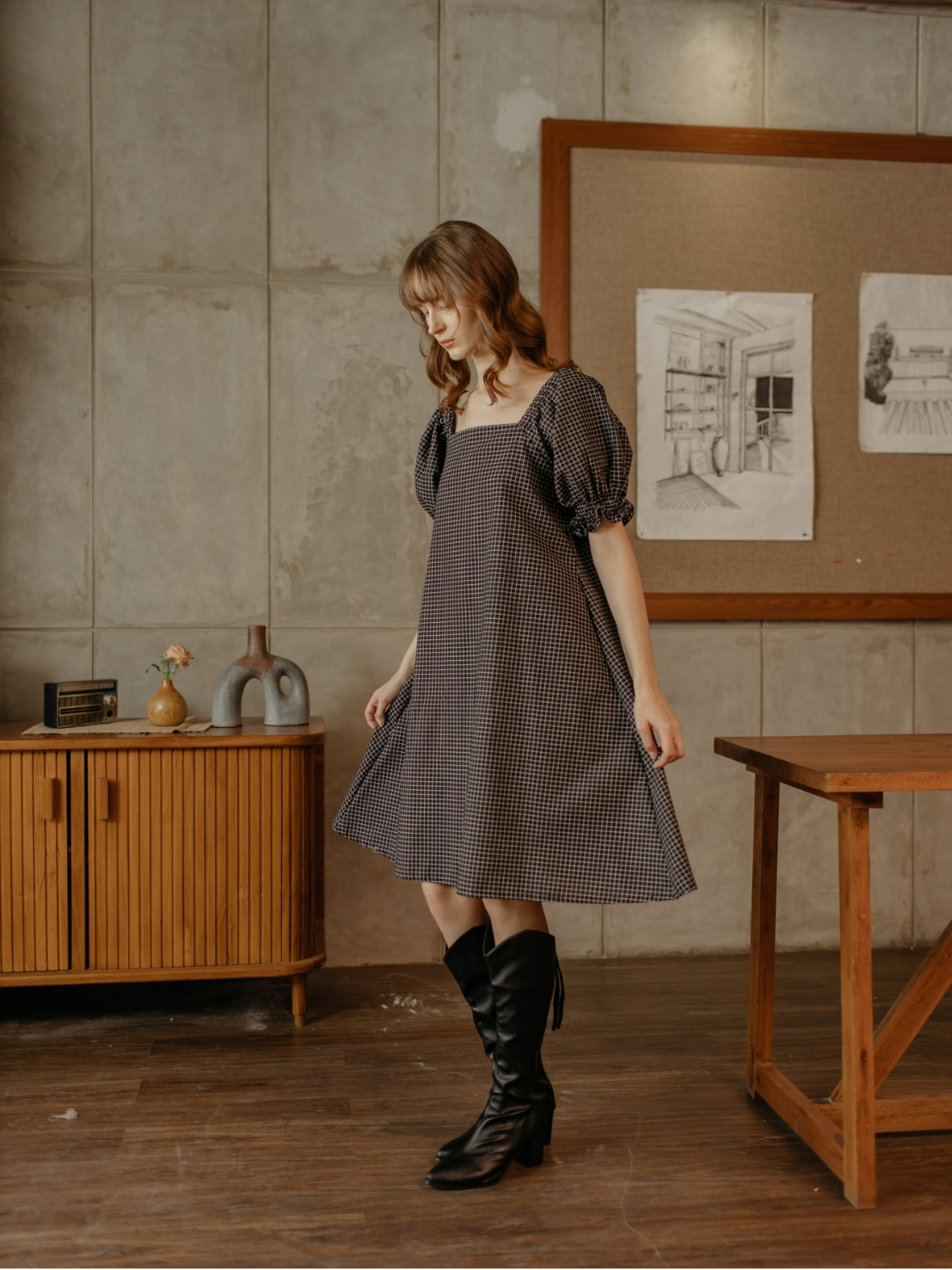 Dalmi Plaid Black Dress - Miroir